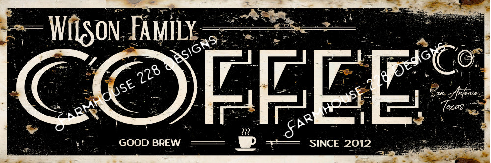 Custom Coffee Co. Stretched Canvas Sign – Farmhouse 228