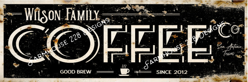 Custom Coffee Co. Stretched Canvas Sign – Farmhouse 228