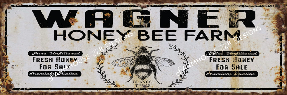 Custom Stretched Canvas Honey Bee Farm Sign – Farmhouse 228